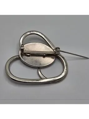 Vintage | Jewelry | Silvertone Oval Abalone Shell Brooch Circular ...